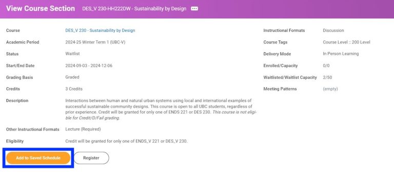 Adding a course waitlist to your saved schedule | Workday Tutorials